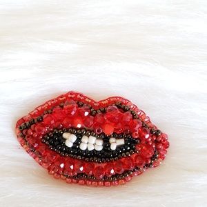 Jewelry | Beaded Lips Brooc | Poshmark